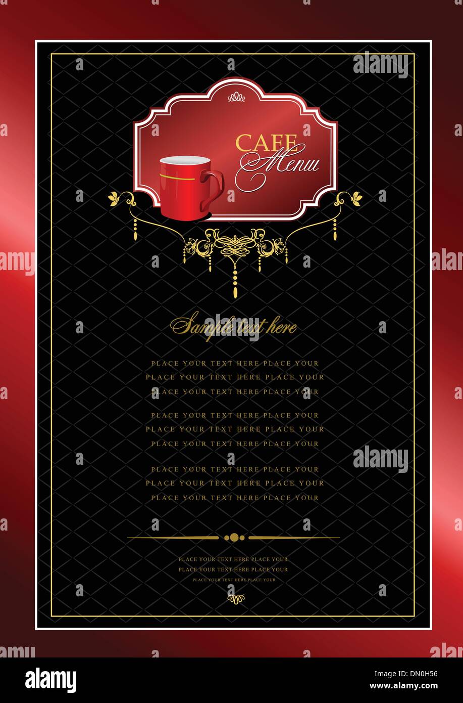 Cafe menu with red cup image. Vector illustration Stock Vector Image ...