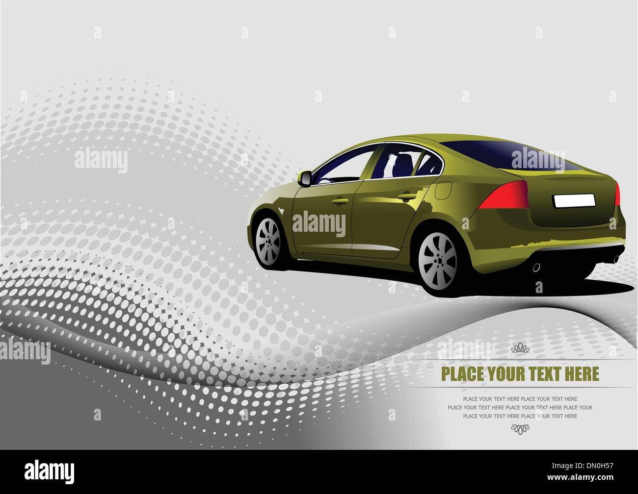 Hi-tech background with car sedan on the road. Vector illustrati Stock ...