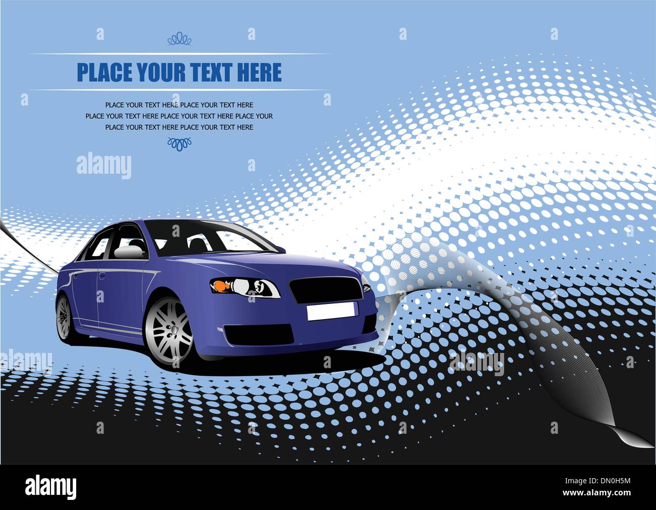 Blue colored car sedan on the road. Vector illustration Stock Vector ...