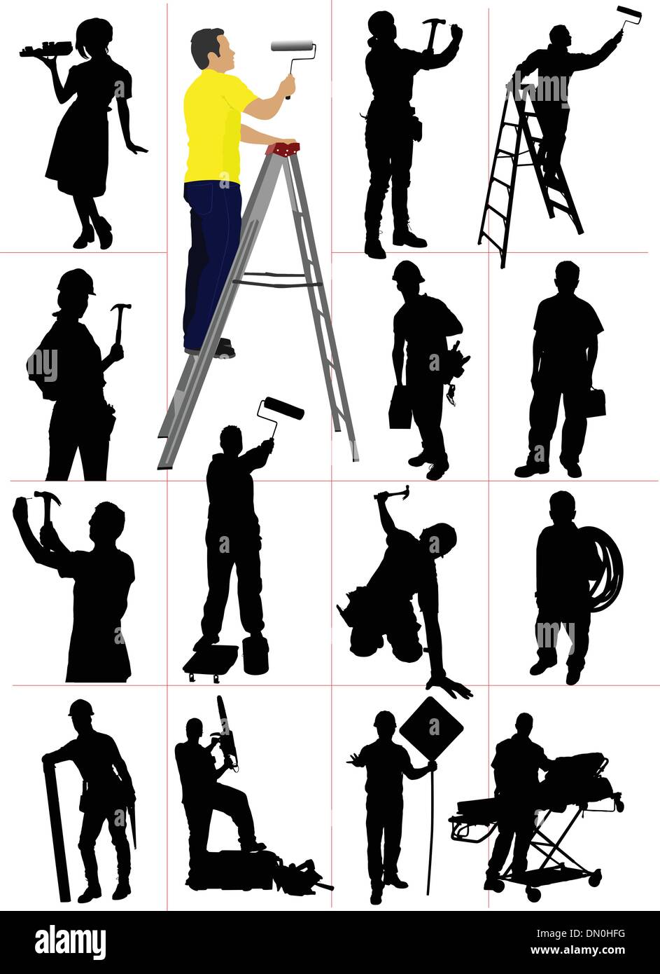 Workers silhouettes. Man and woman. Vector illustration Stock Vector ...