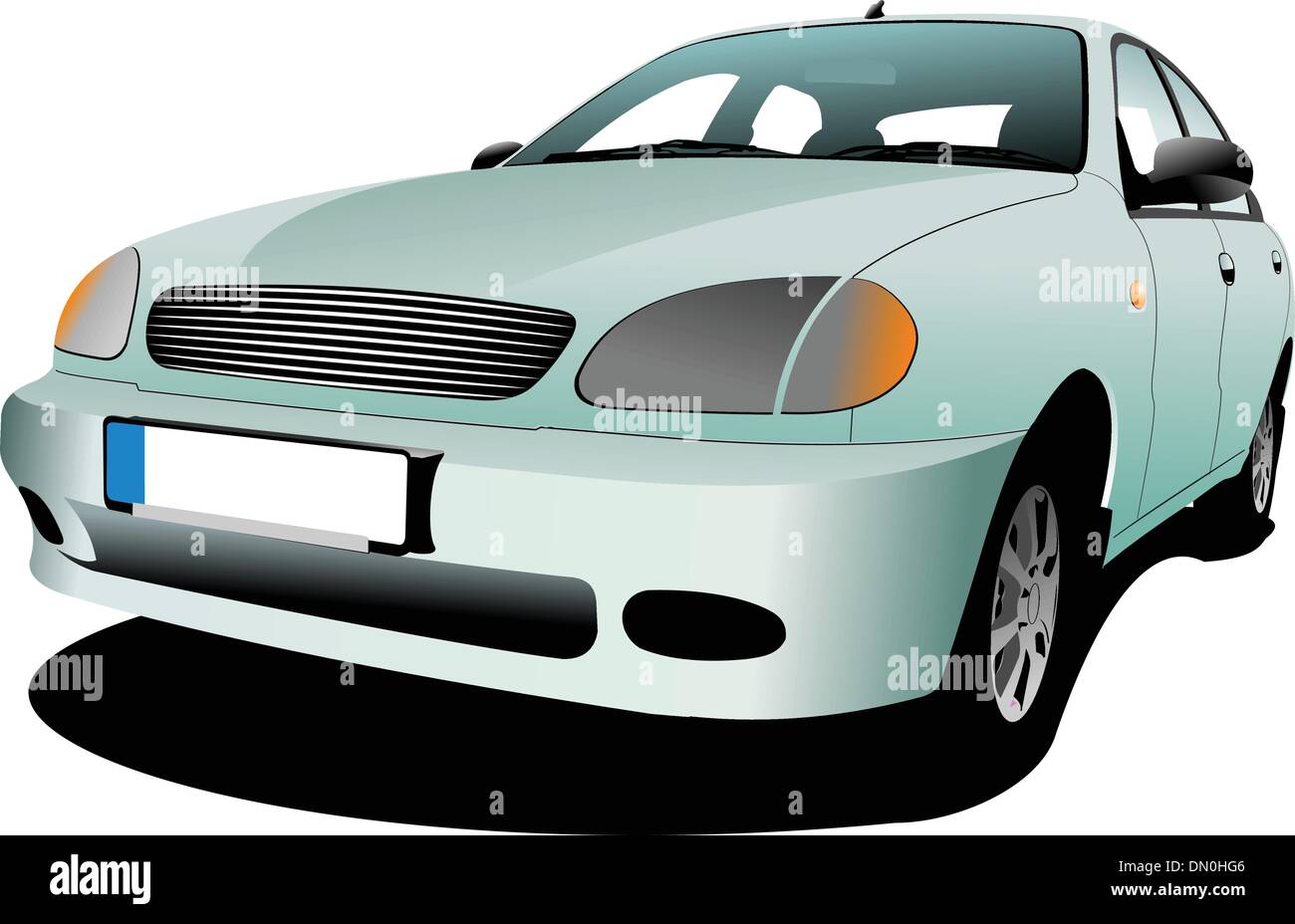 Light blue car on the road. Colored Vector illustration for desi Stock ...