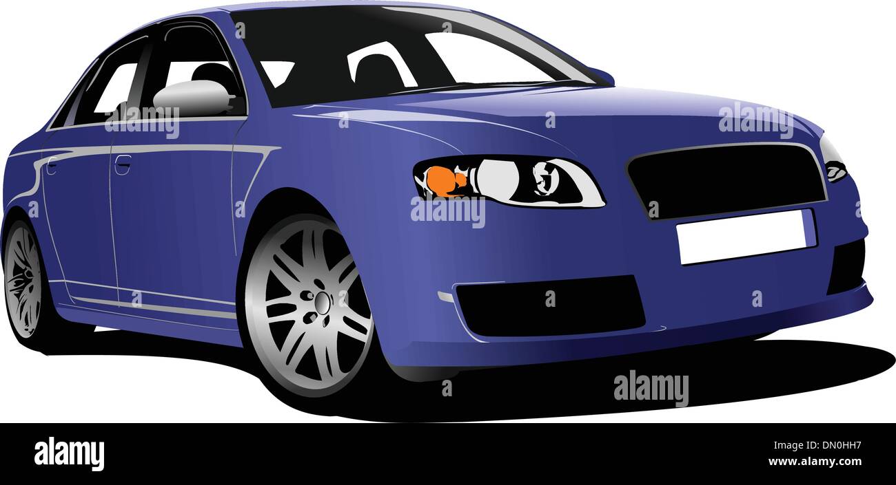 Blue car on the road. Colored Vector illustration for designers Stock ...