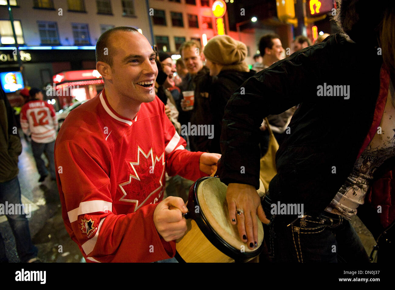 Feb. 25, 2010 - Vancouver, British Columbia, Canada - Olympics Vancouver Night - Night scenes of ...