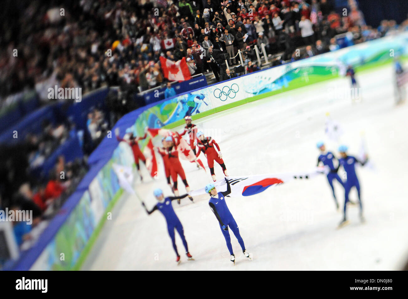 Short track speed skating mens 5000m relay finals hi-res stock ...