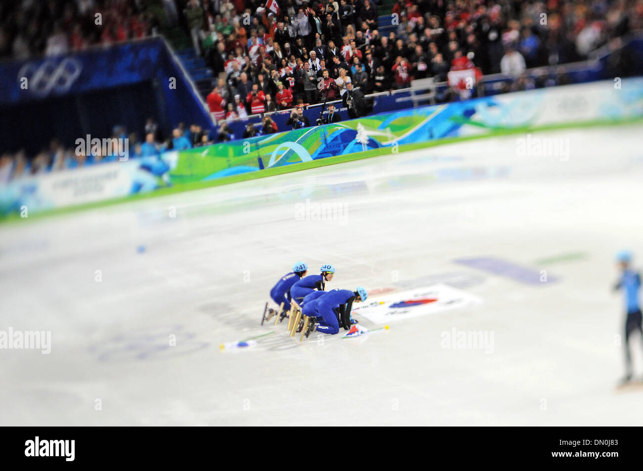 Short track speed skating mens 5000m relay finals hi-res stock ...