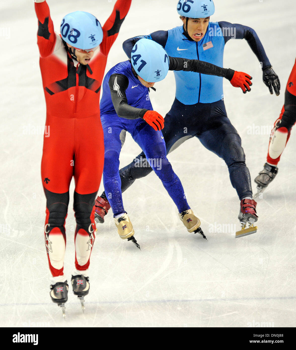 Short track speed skating mens 5000m relay finals hi-res stock ...