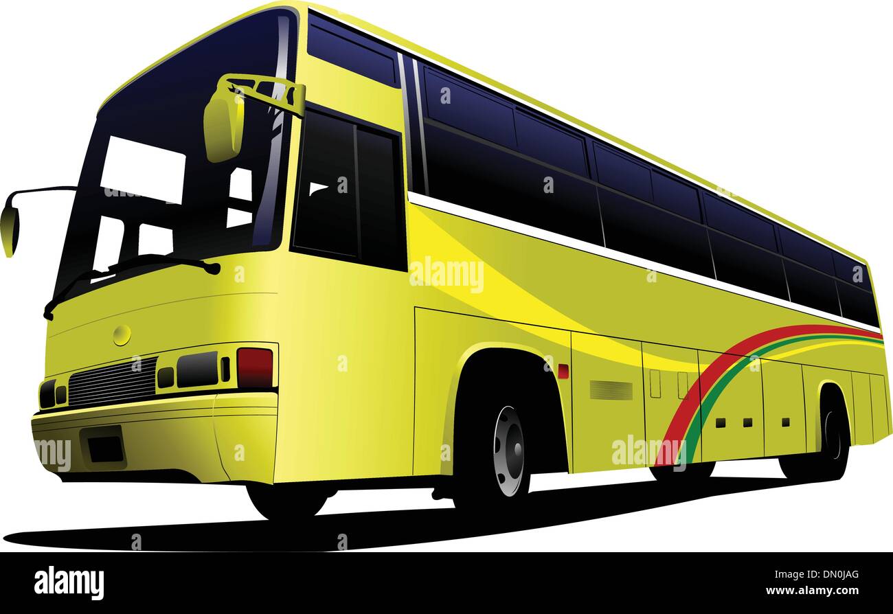 City yellow bus. Tourist coach. Vector illustration for designer Stock ...