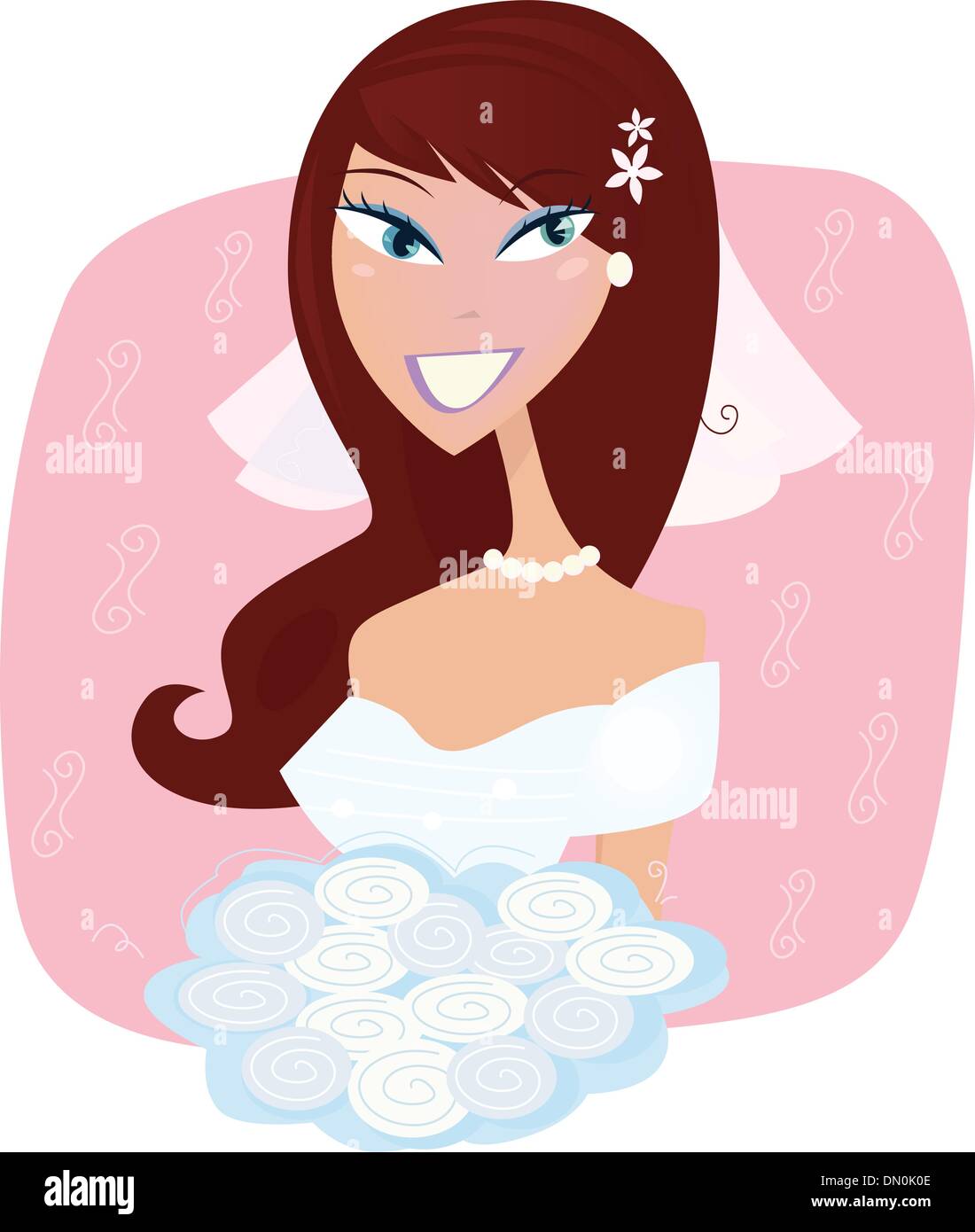 Wedding girl: happy bride in white Stock Vector Image & Art - Alamy