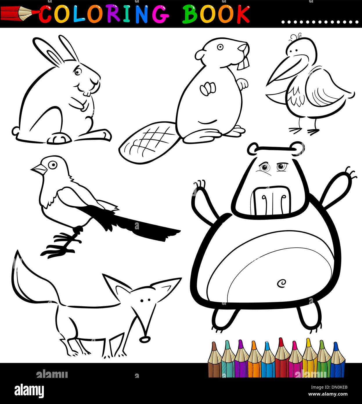 Animals for Coloring Book or Page Stock Vector Image & Art - Alamy