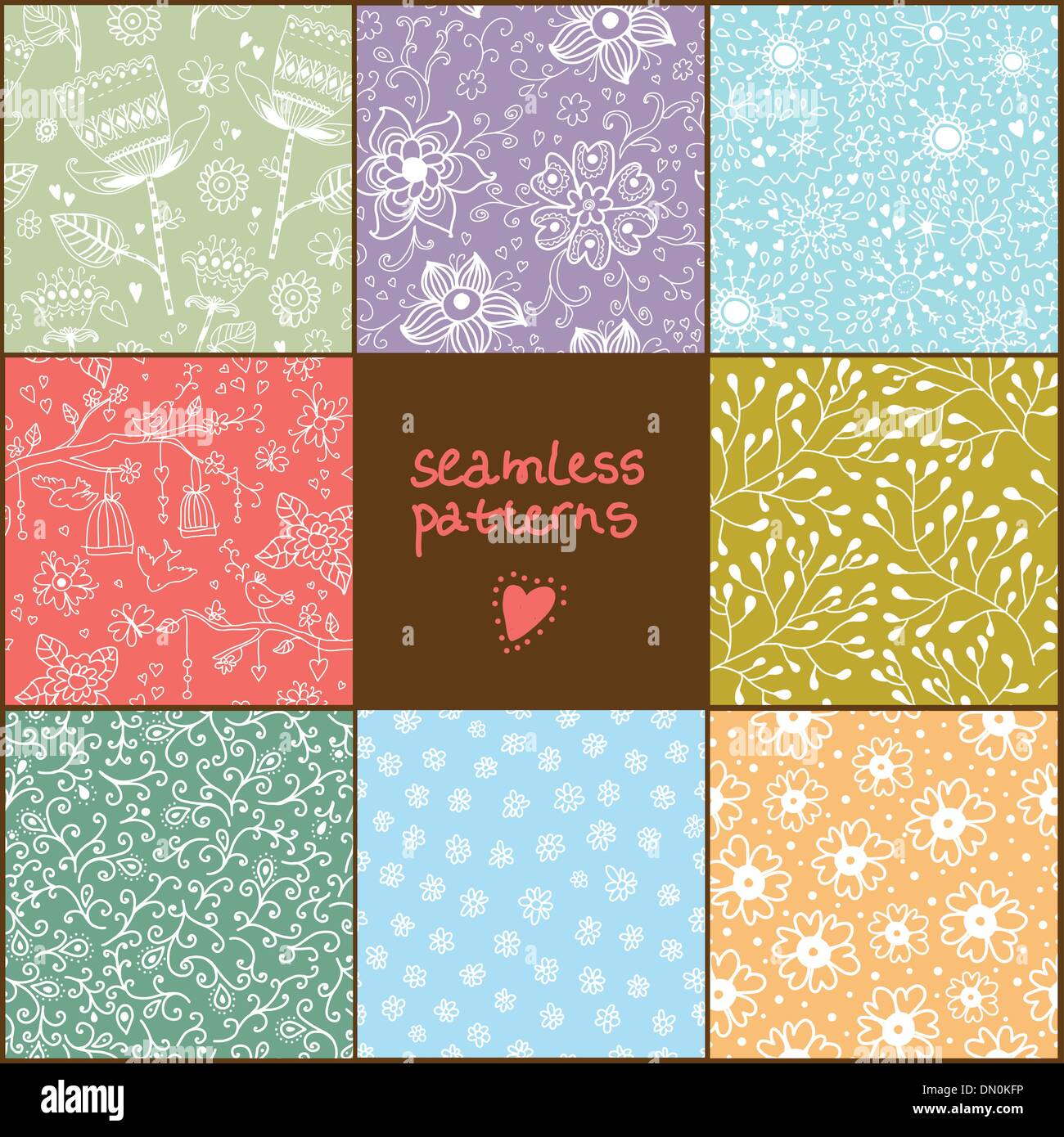 Eight floral patterns Stock Vector Images - Alamy