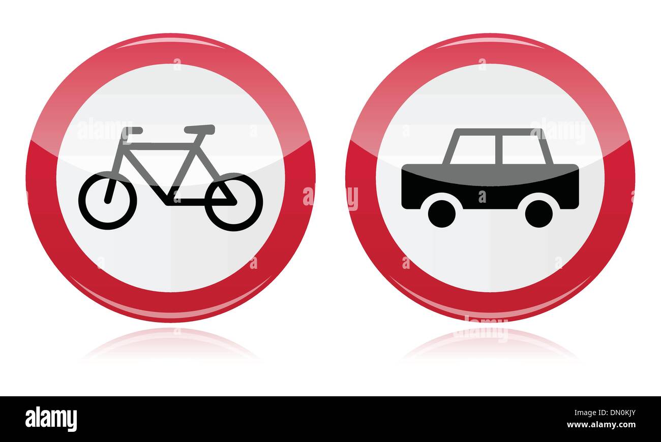 Car and bike icons road signs Stock Vector Image & Art - Alamy