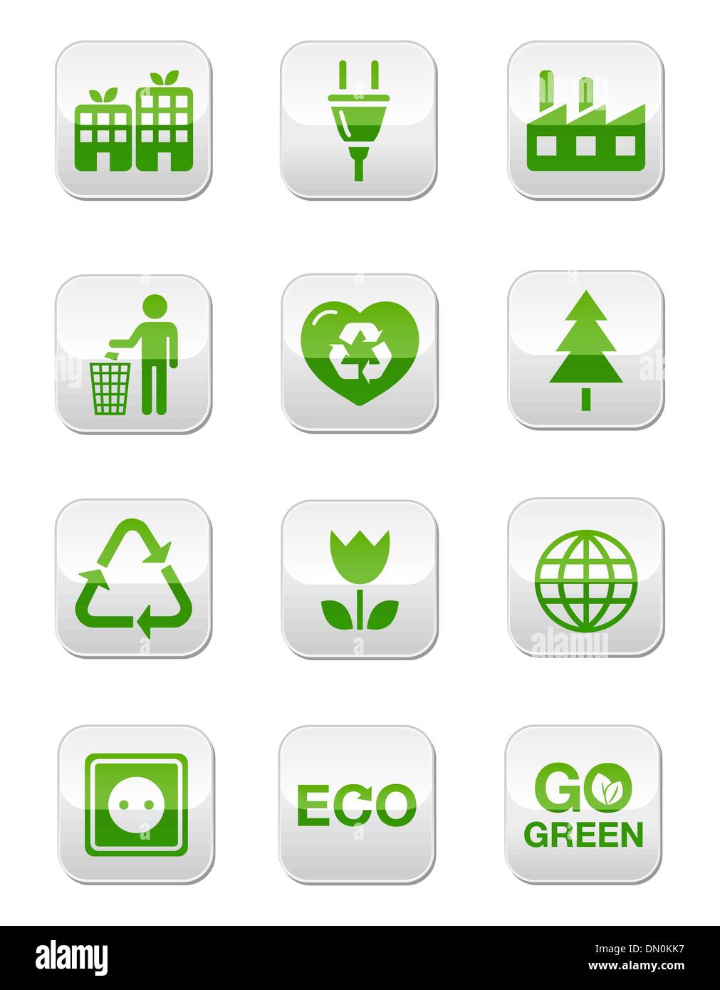 Eco green icons on modern shiny buttons Stock Vector Image & Art - Alamy