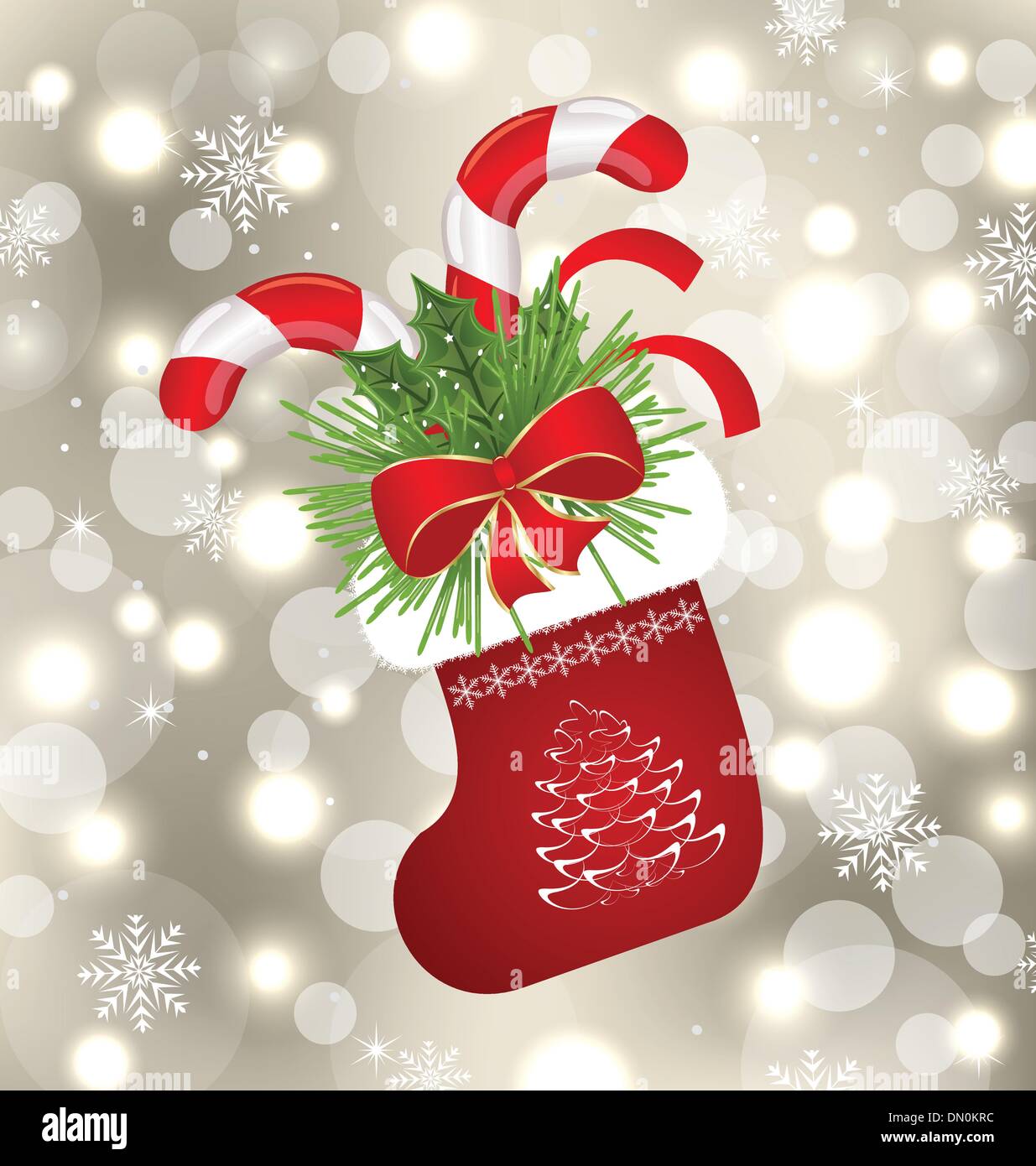 Christmas sock fir branch Stock Vector Images - Alamy