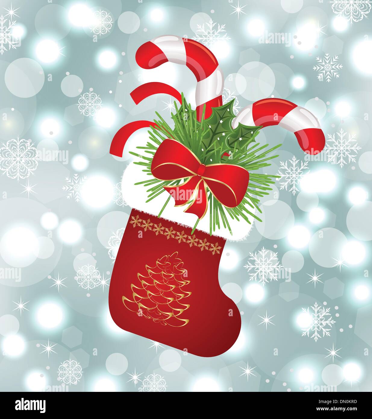 Christmas sock fir branch Stock Vector Images - Alamy
