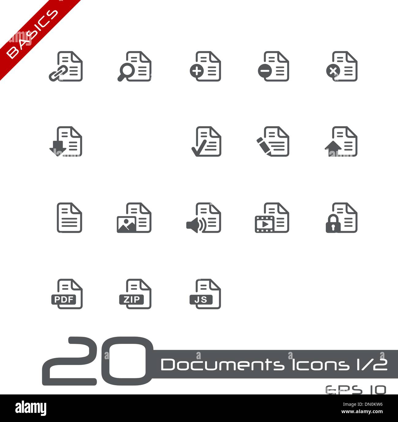 Documents Icons - Set 1 of 2 // Basics Stock Vector Image & Art - Alamy