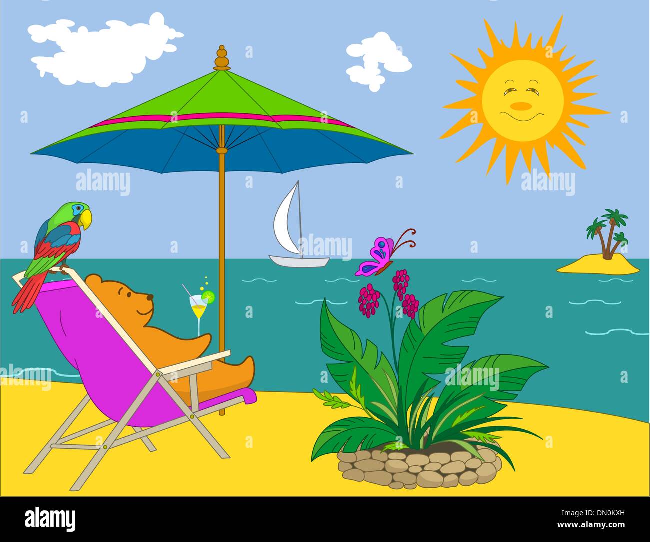 Umbrella tropical beach Stock Vector Images - Alamy