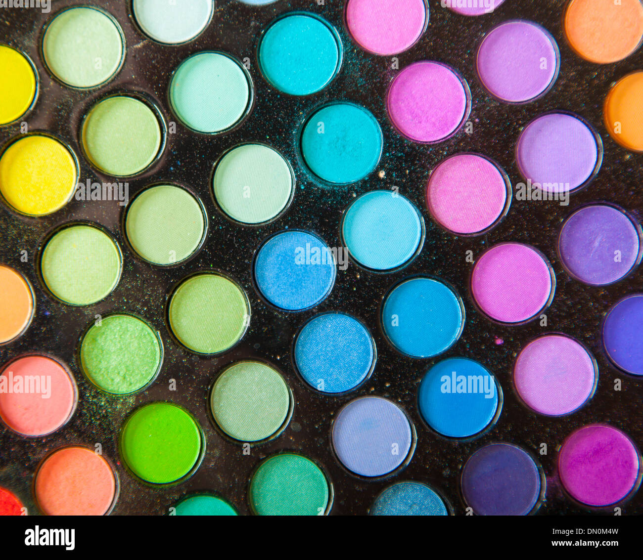 Palette of professional colorful eye shadows. Collection of multicolor ...