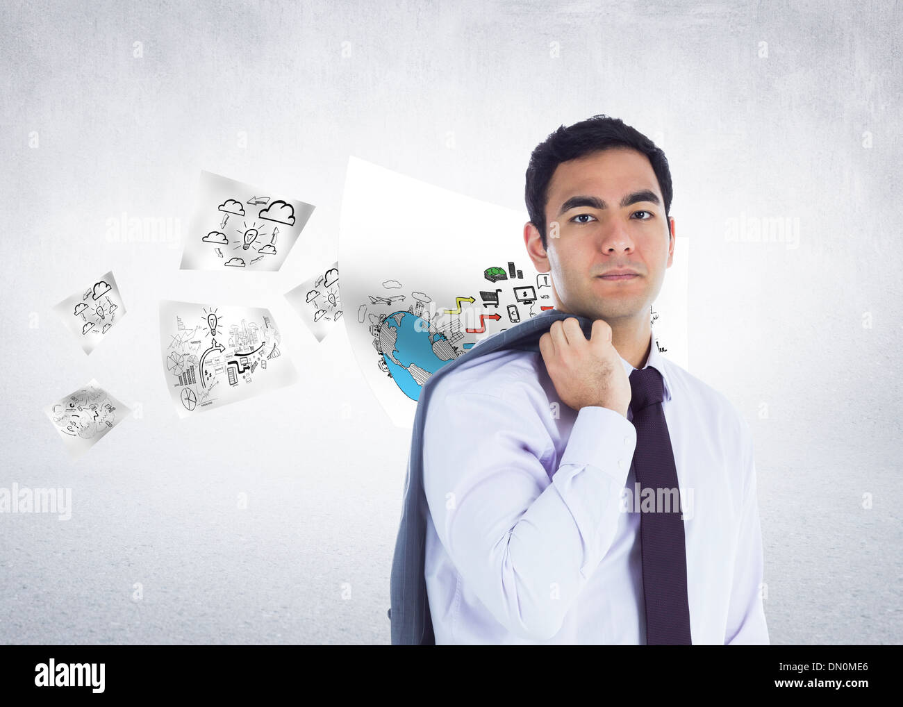 Composite image of unsmiling businessman standing Stock Photo - Alamy