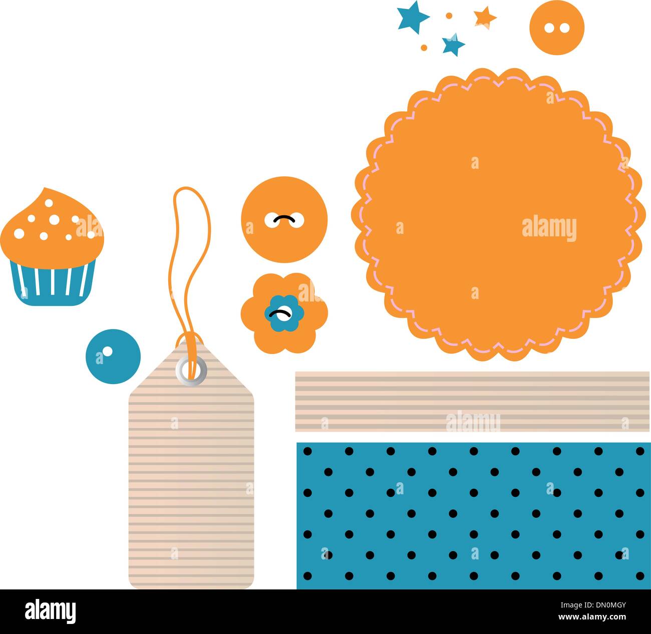 Scrapbook design elements isolated on white ( orange, blue Stock Vector ...