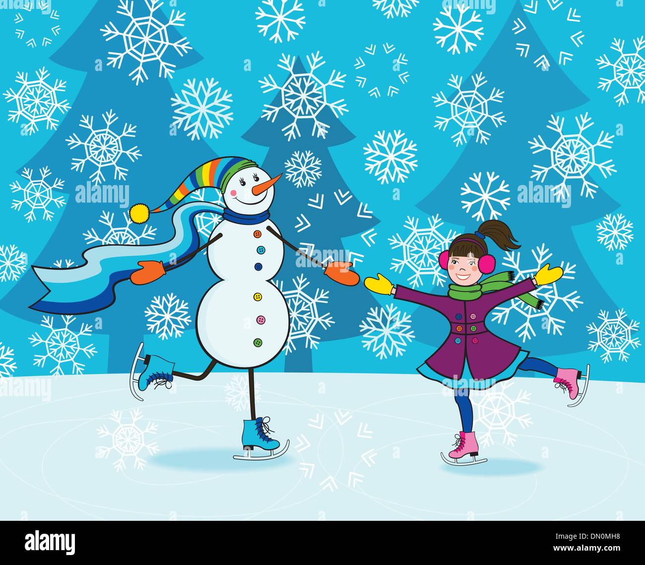 Snowman ice skating Stock Vector Images - Alamy