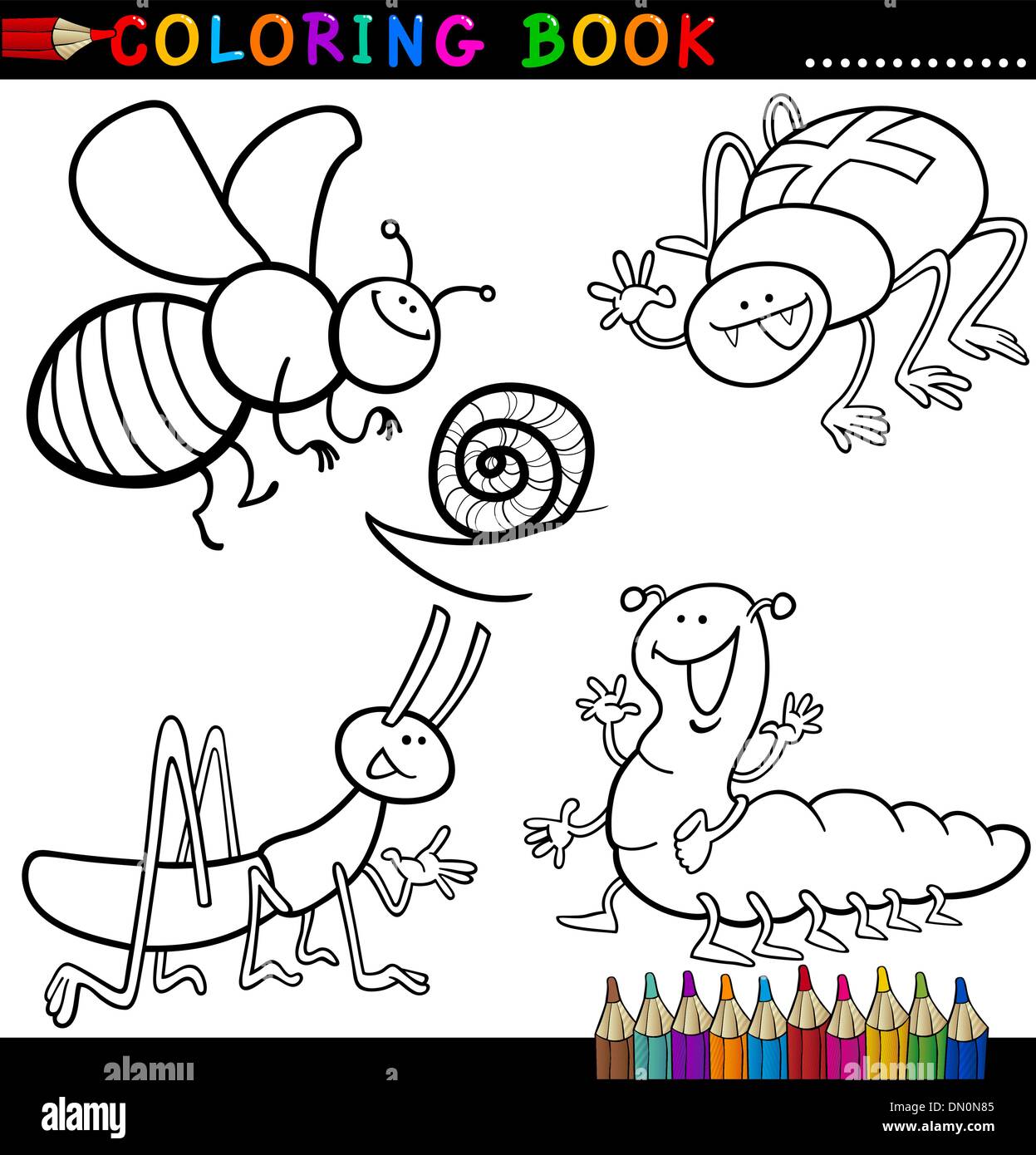 Insects and bugs for Coloring Book or Page Stock Vector Image & Art - Alamy