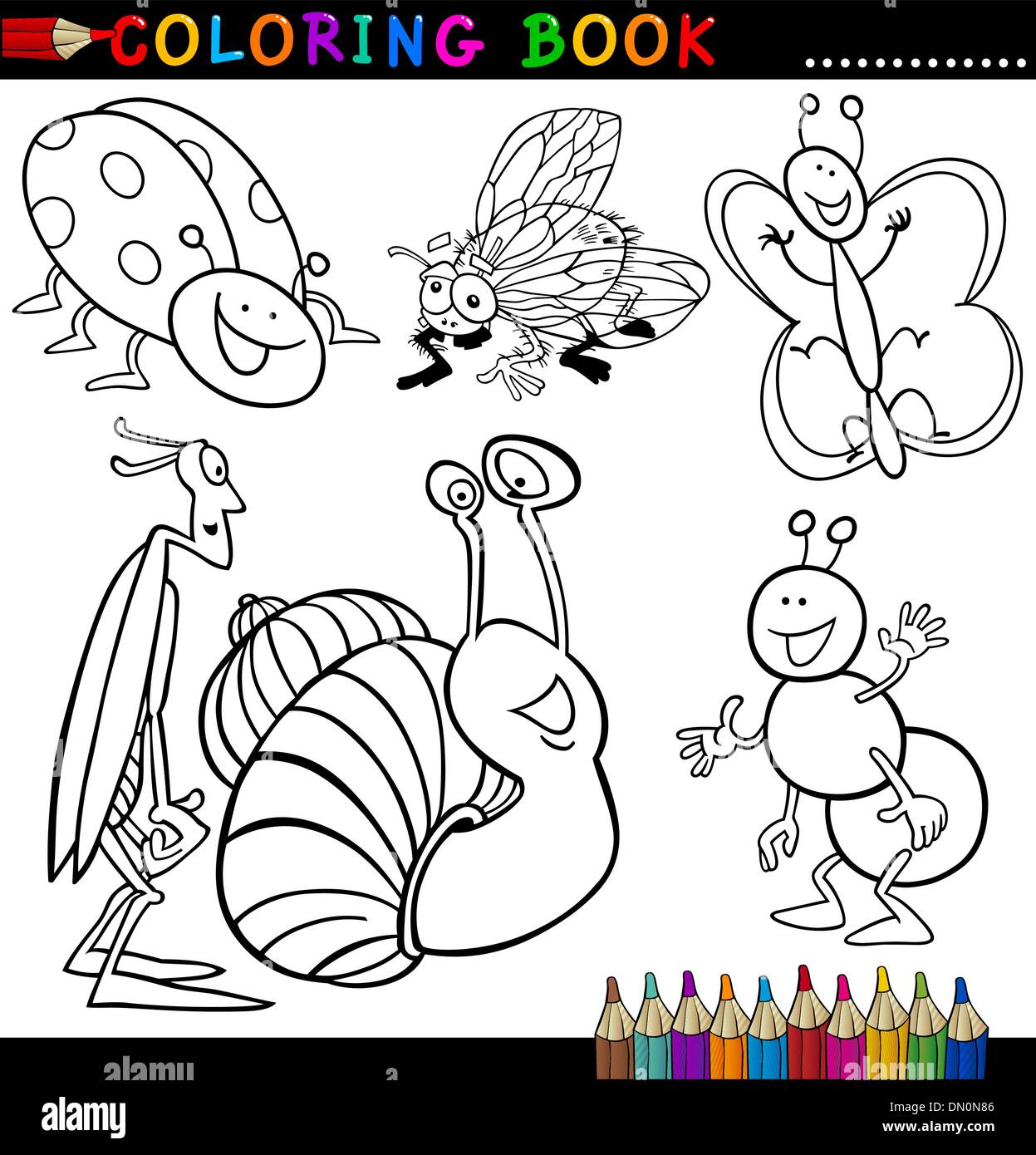 Insects and bugs for Coloring Book or Page Stock Vector Image & Art - Alamy