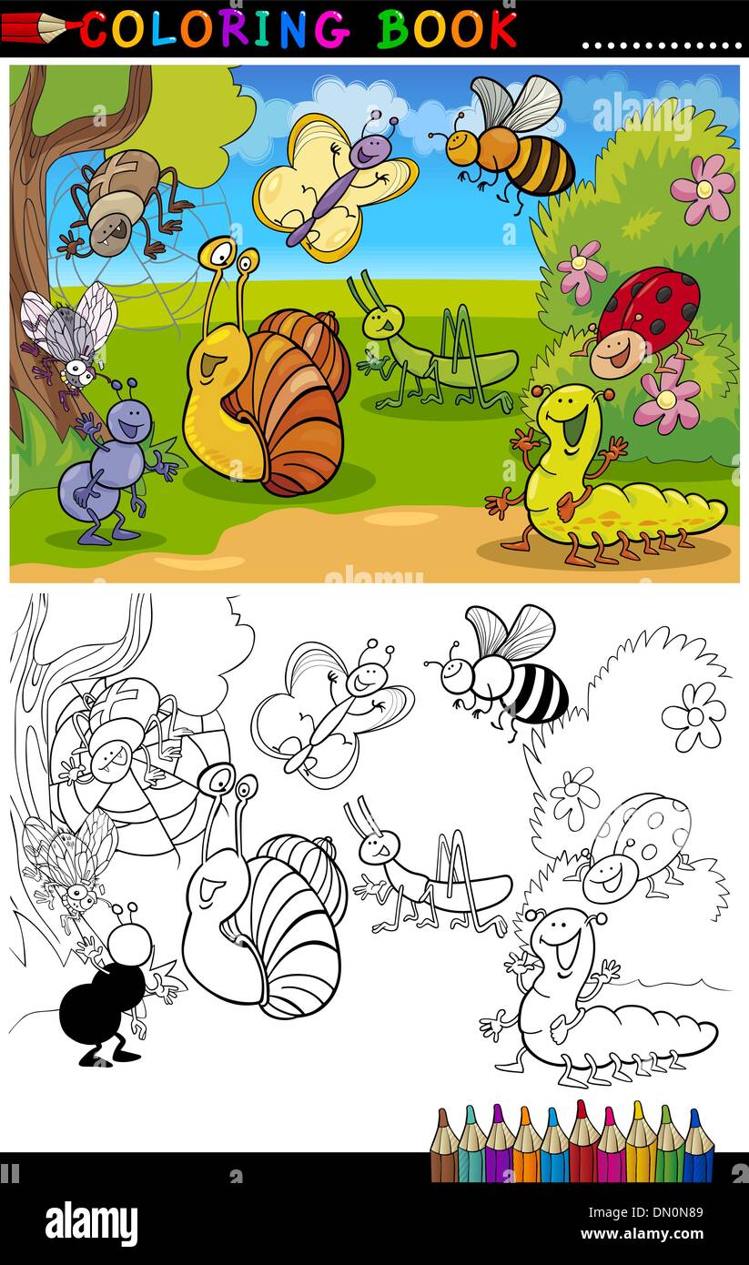 Insects and bugs for Coloring Book or Page Stock Vector Image & Art - Alamy