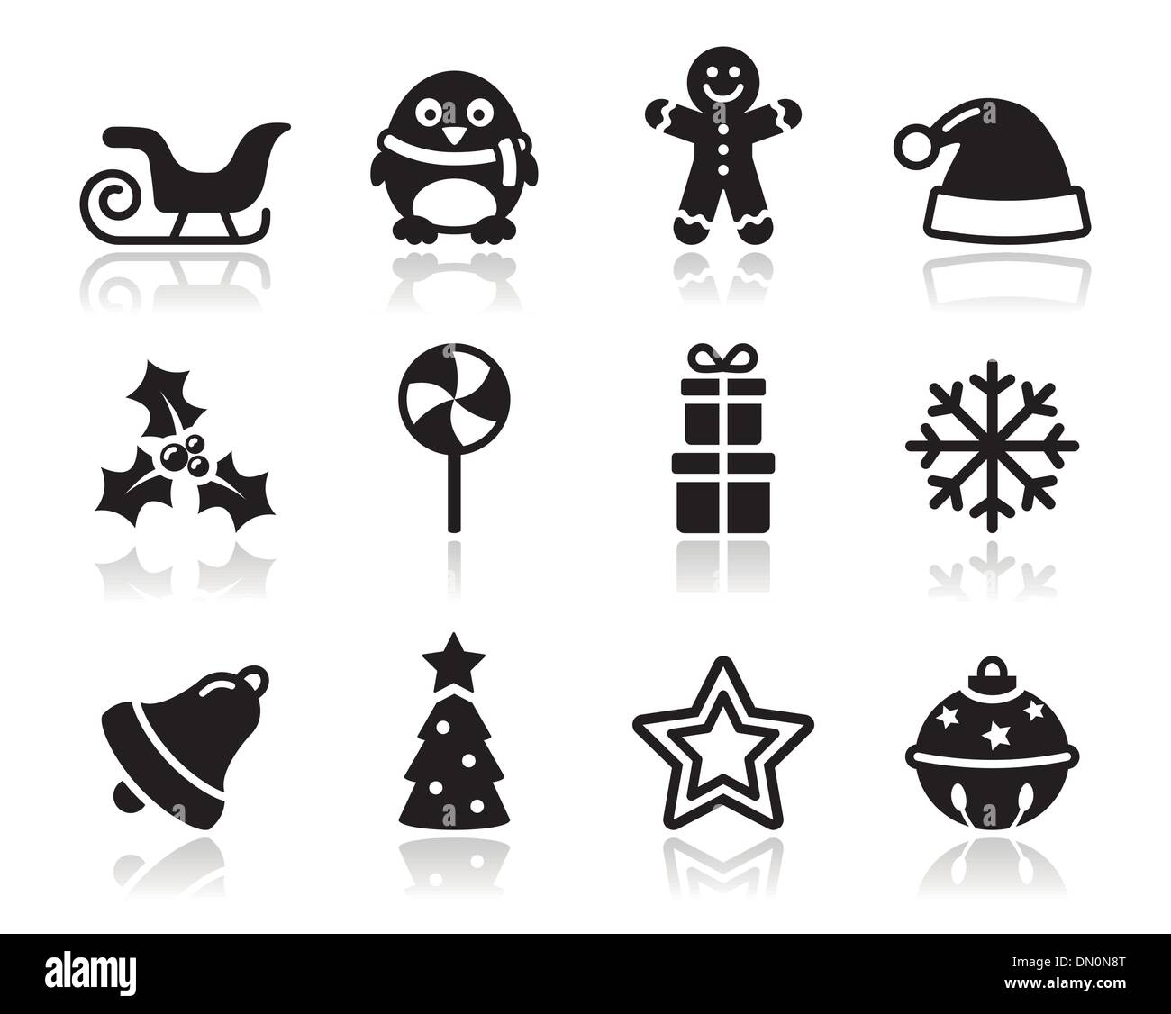 Christmas black icons with shadow set Stock Vector Image & Art - Alamy