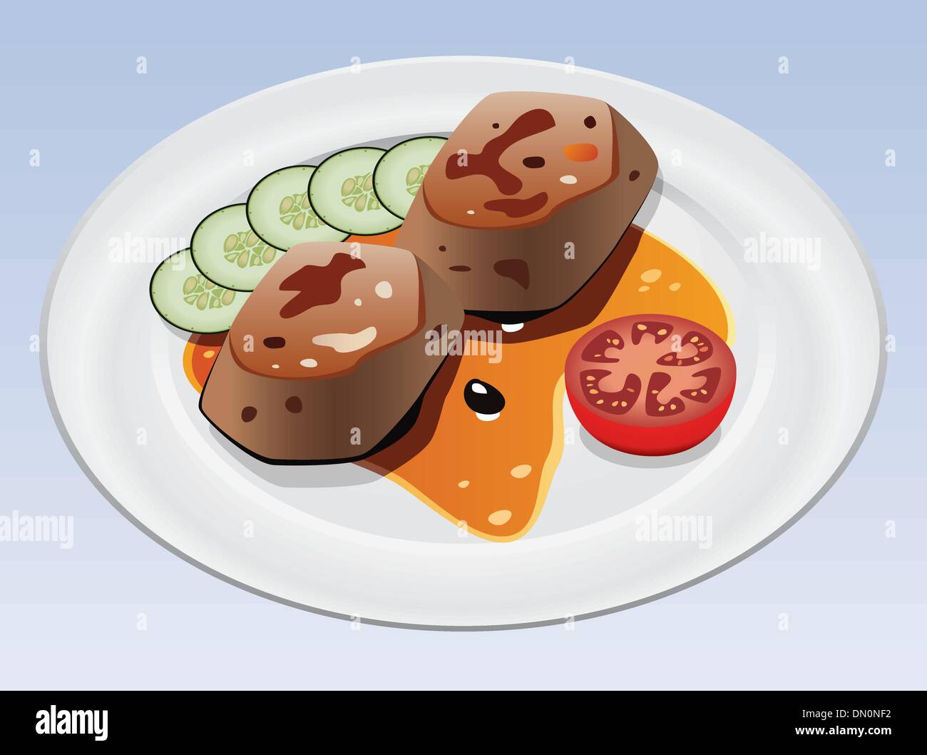 Roasted meat on dish Stock Vector Images - Alamy