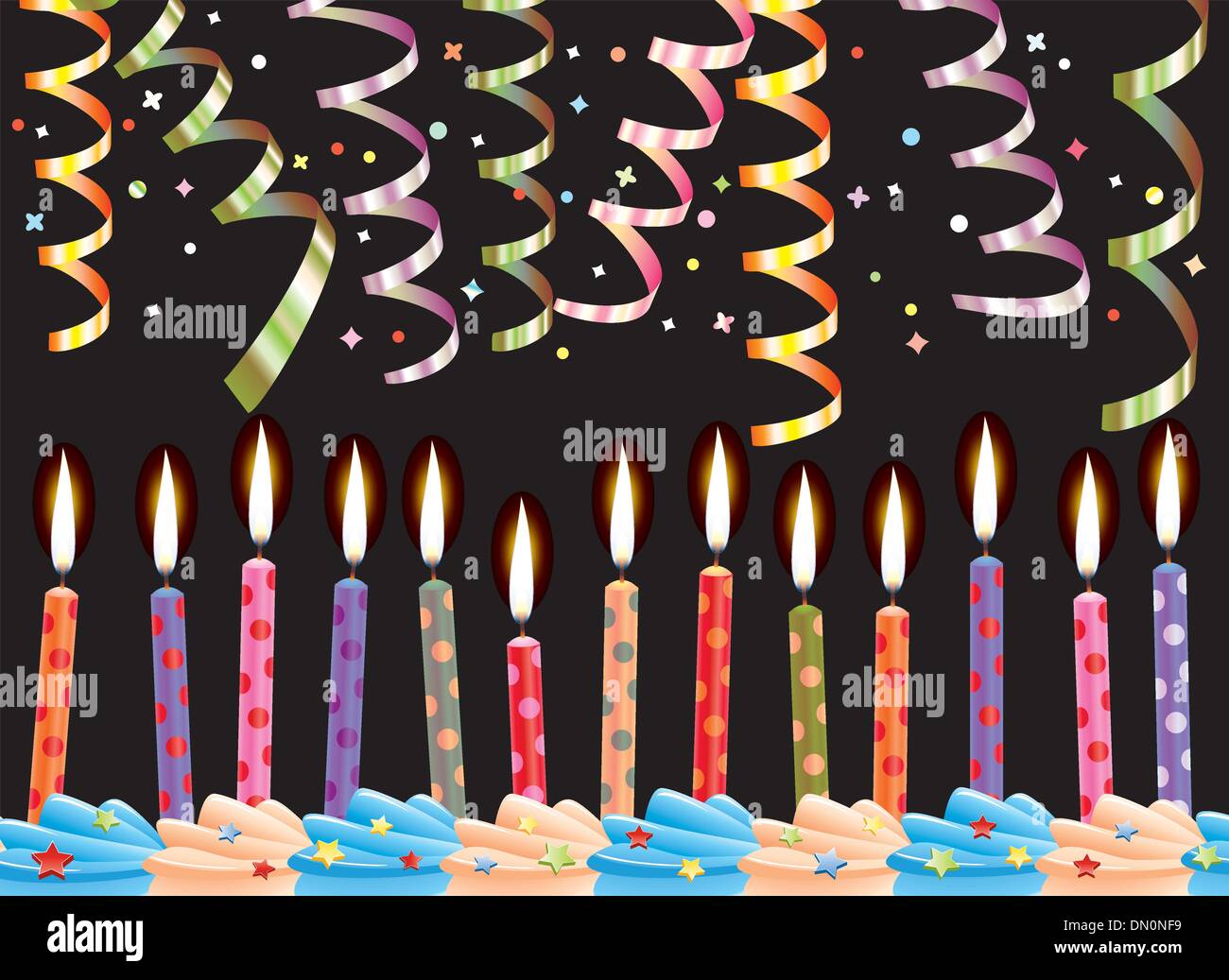 vector birthday candles and streamers Stock Vector Image & Art - Alamy