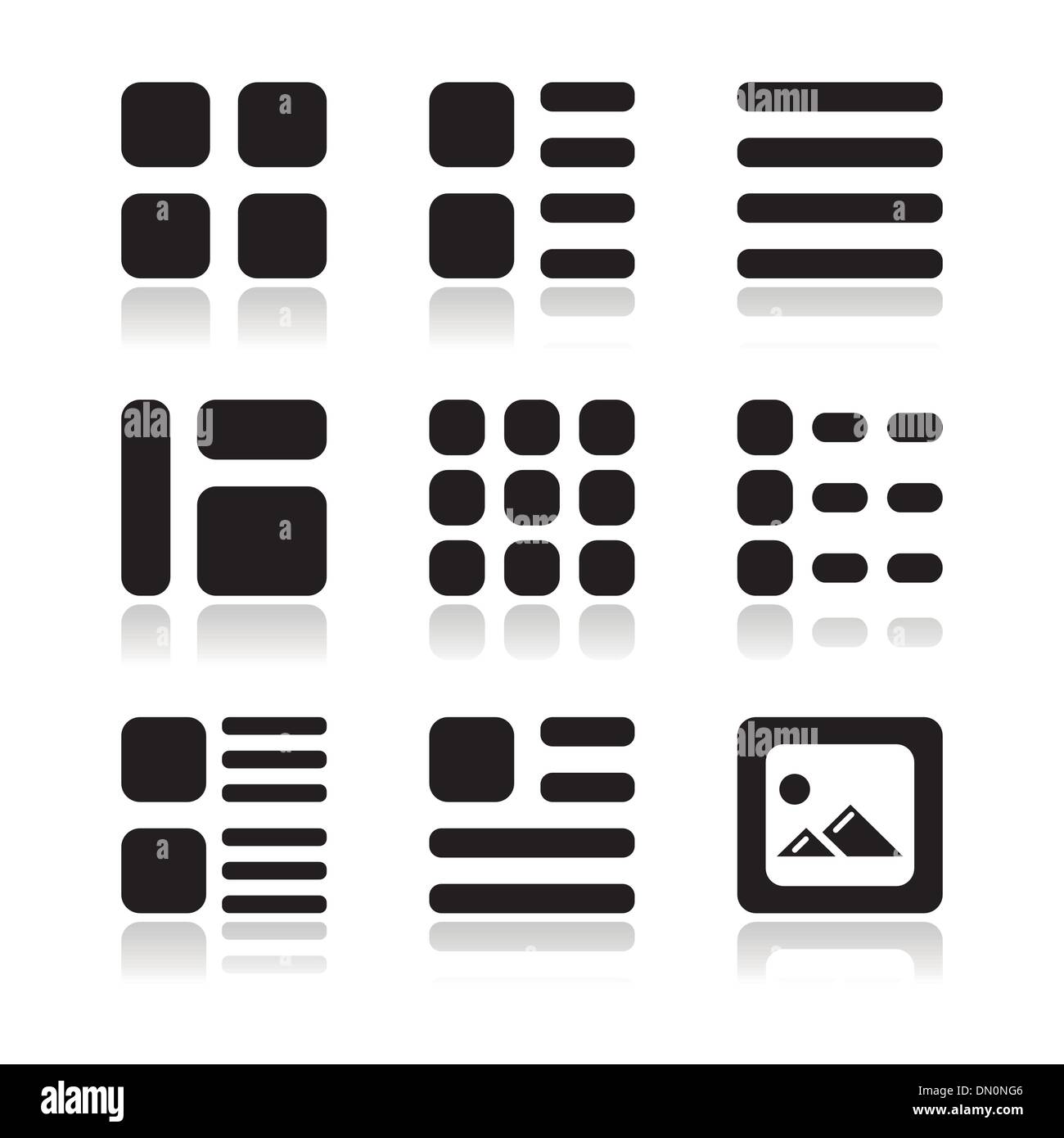 Gallery view Display options icons set - list, grid Stock Vector Image & Art - Alamy