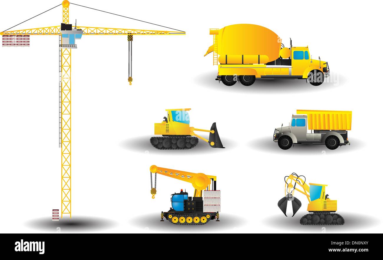 Cartoon construction vehicle set hi-res stock photography and images ...