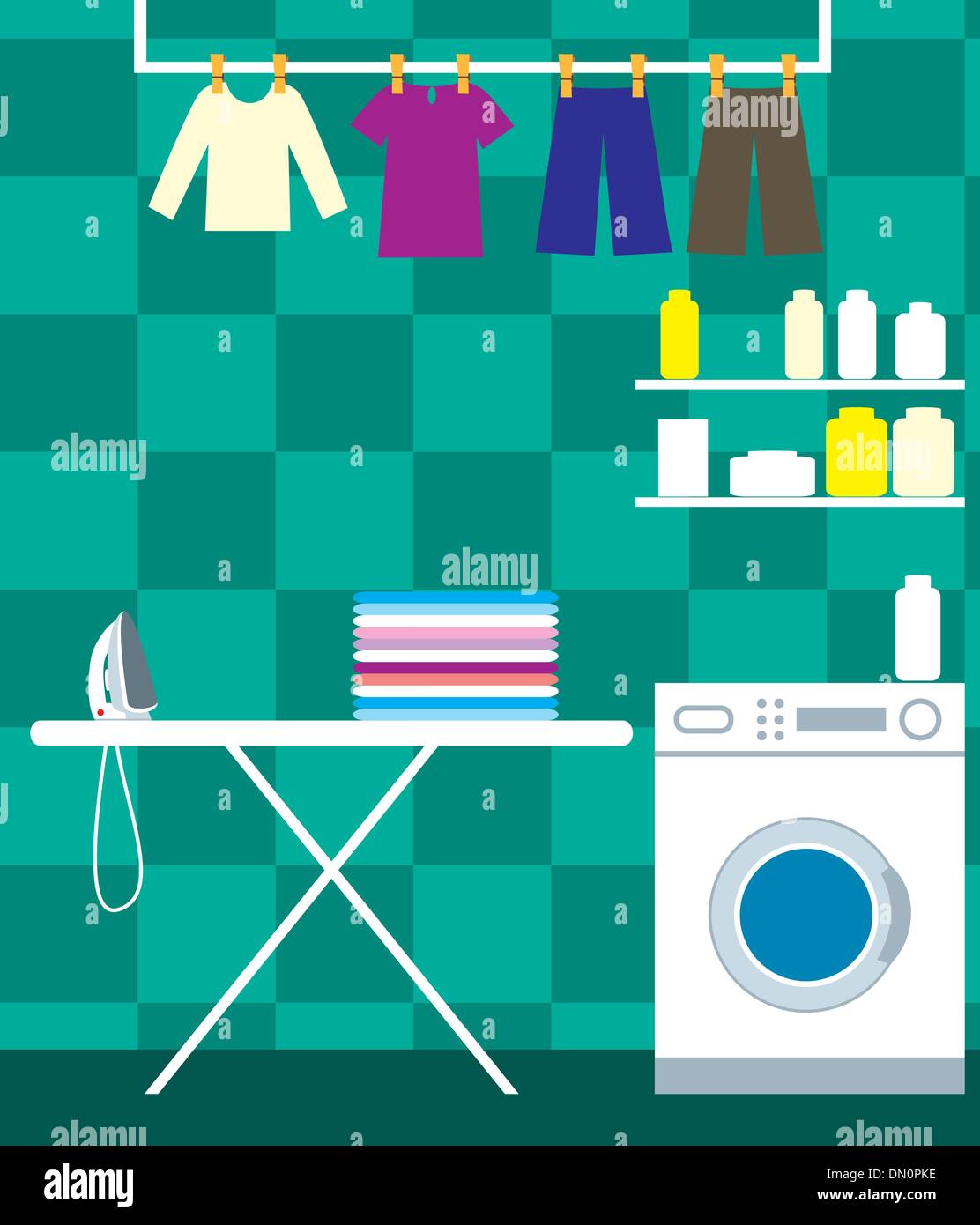 Drying washing indoors Stock Vector Images - Alamy