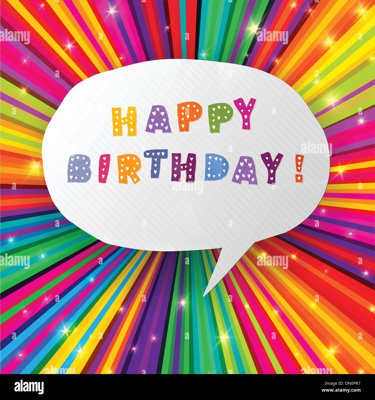 Happy birthday card on colorful rays background. Vector, EPS10 Stock ...