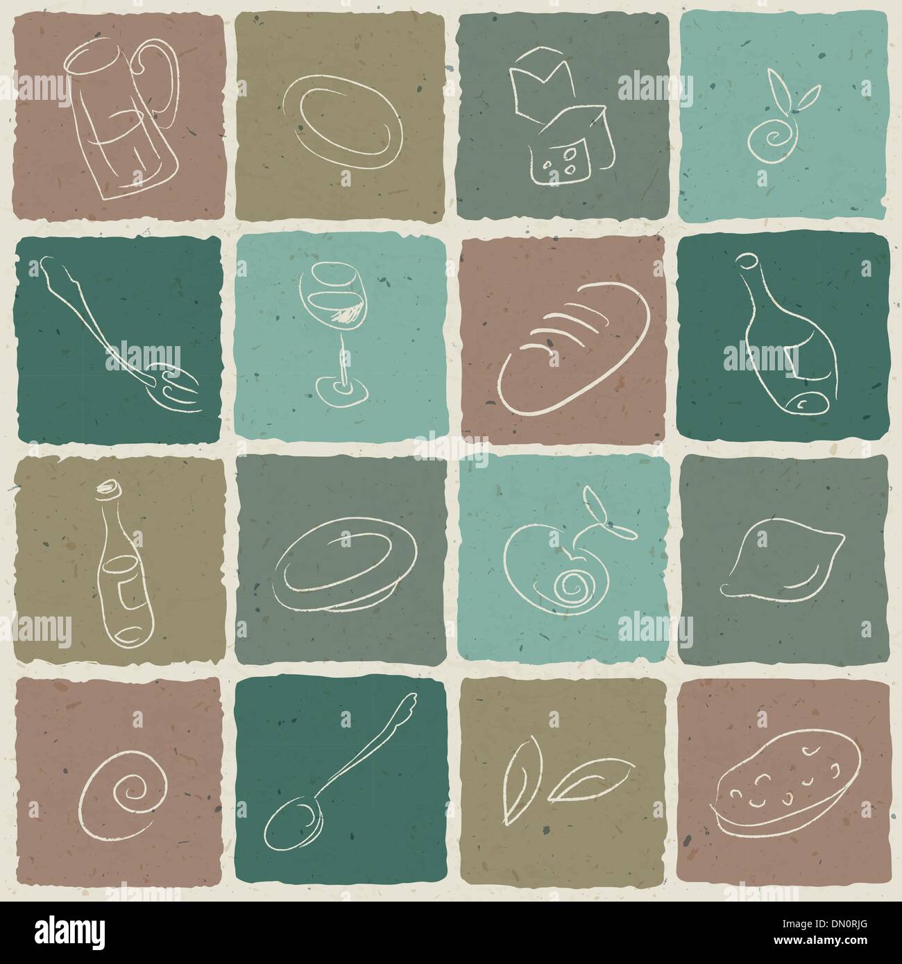 Restaurant icons tiled retro background, vector illustration. EP Stock ...