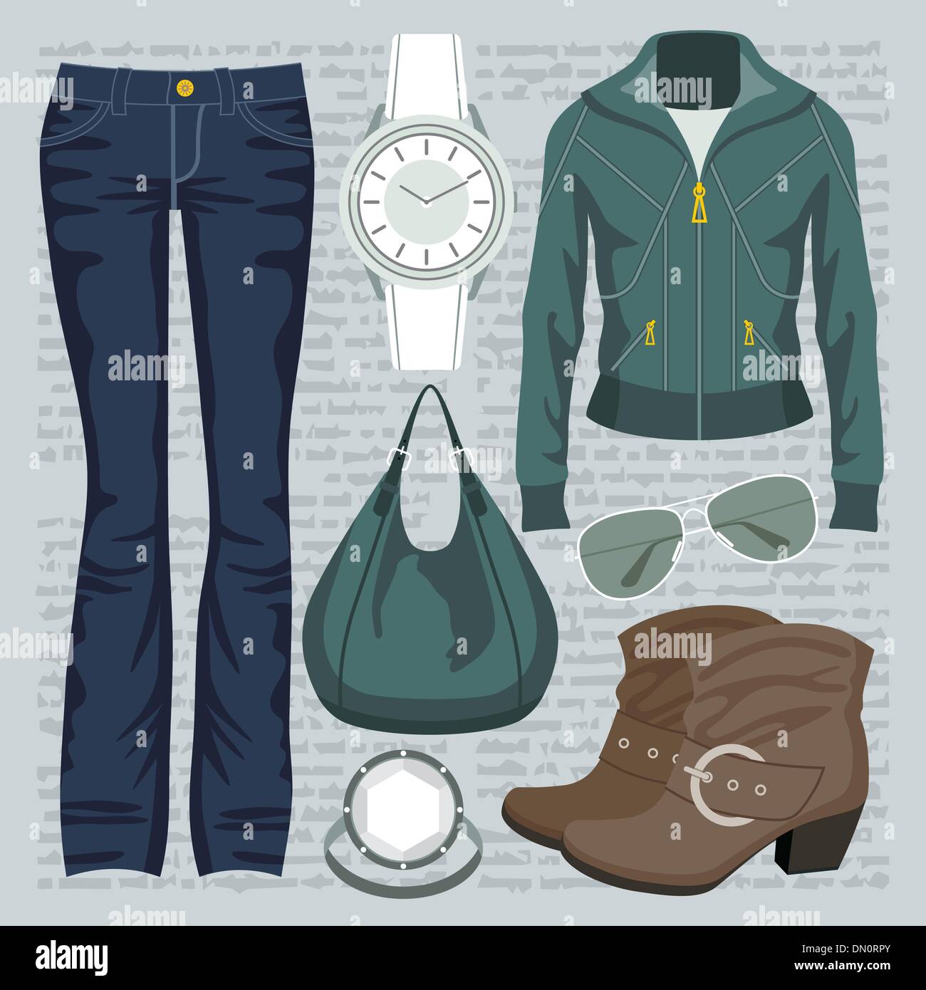 Female blue denim jacket Stock Vector Images - Alamy