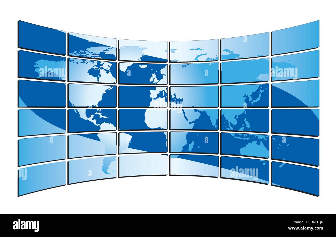 World map on screen Stock Vector Images - Alamy