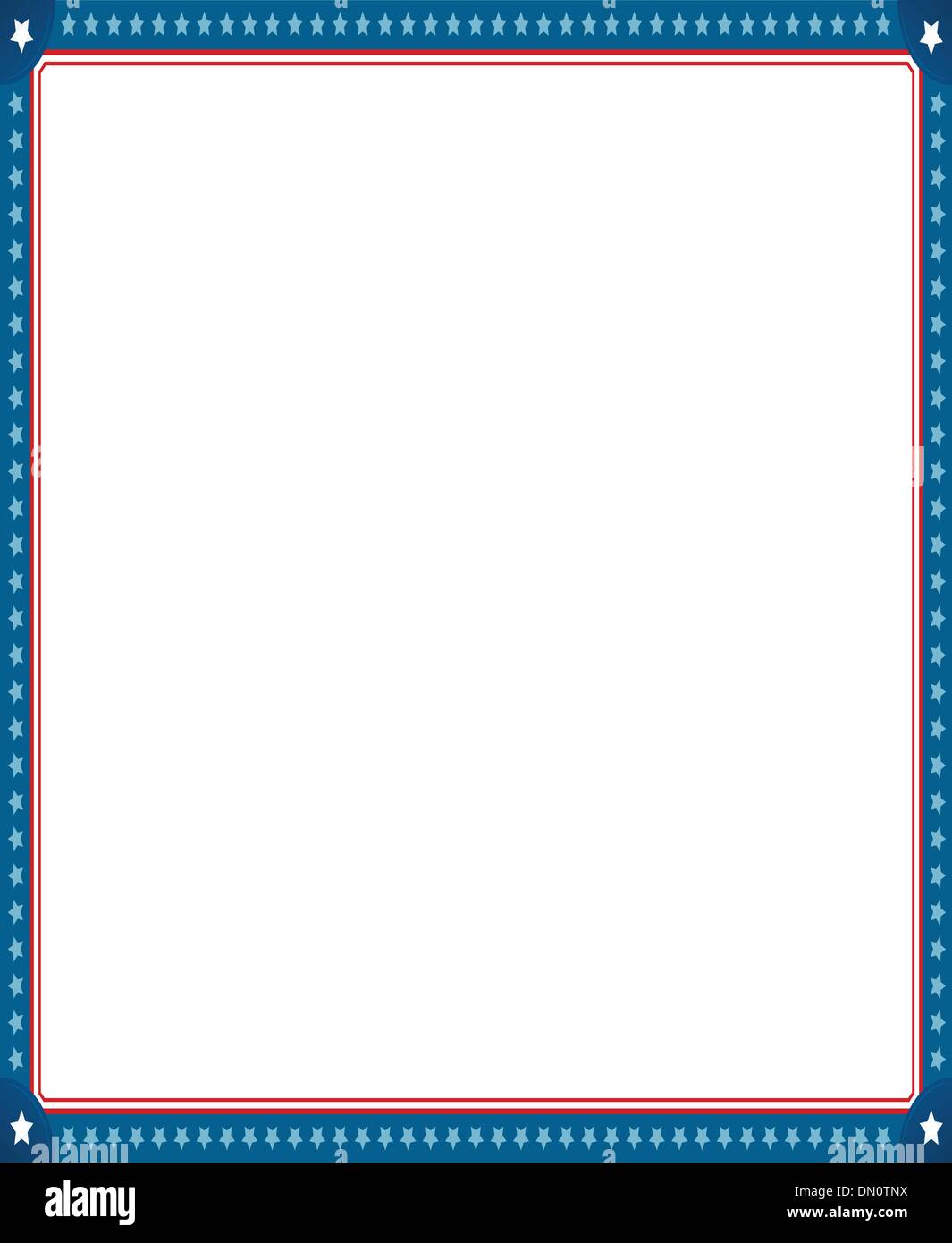 illustrated image of empty picture frame with stars and stripes Stock ...