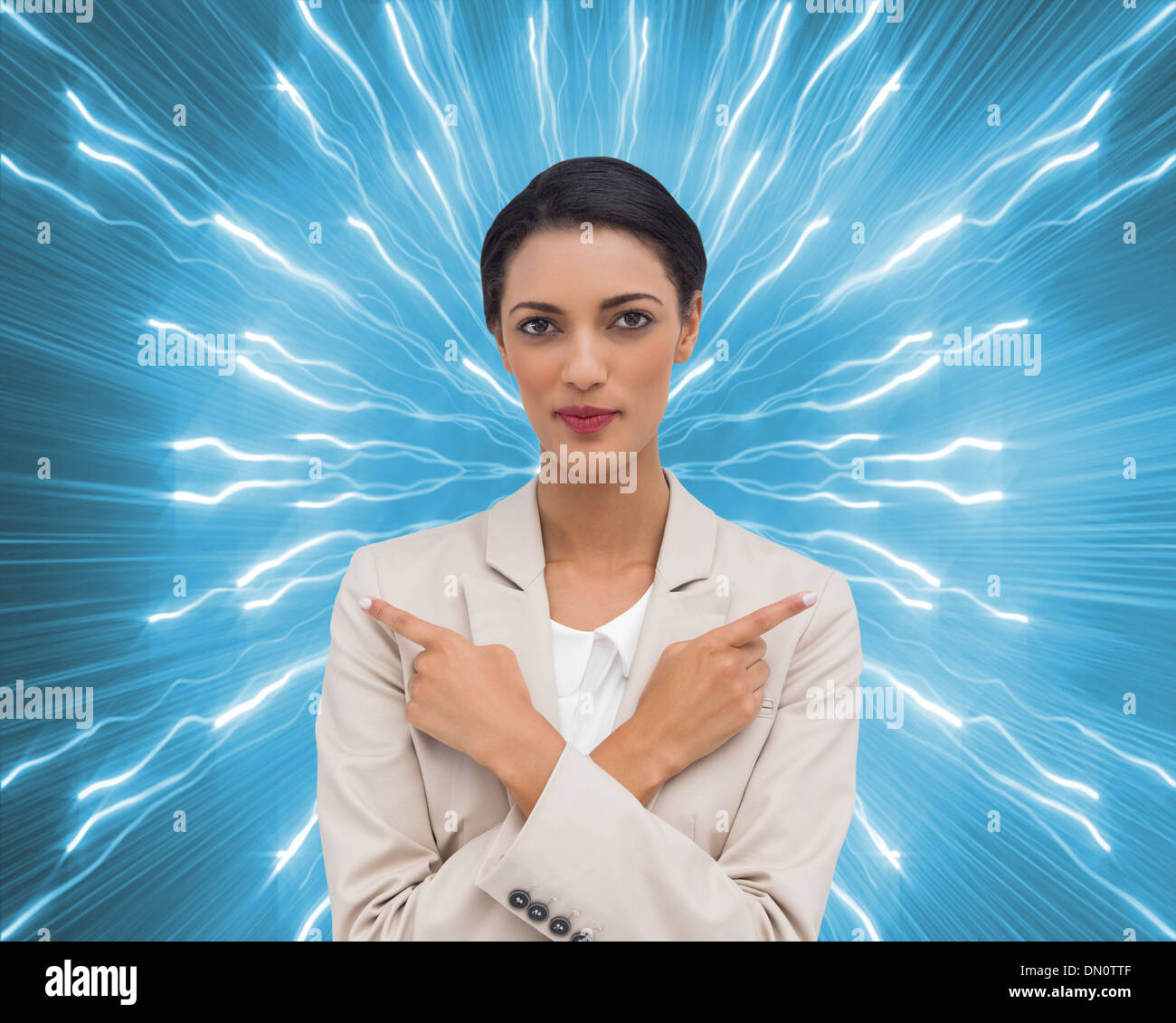 Composite image of charismatic businesswoman with her arms crossed and ...