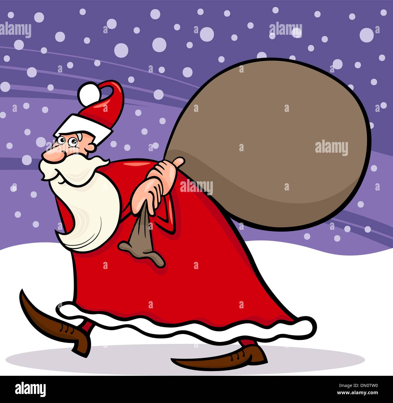 santa claus with sack cartoon illustration Stock Vector Image & Art - Alamy