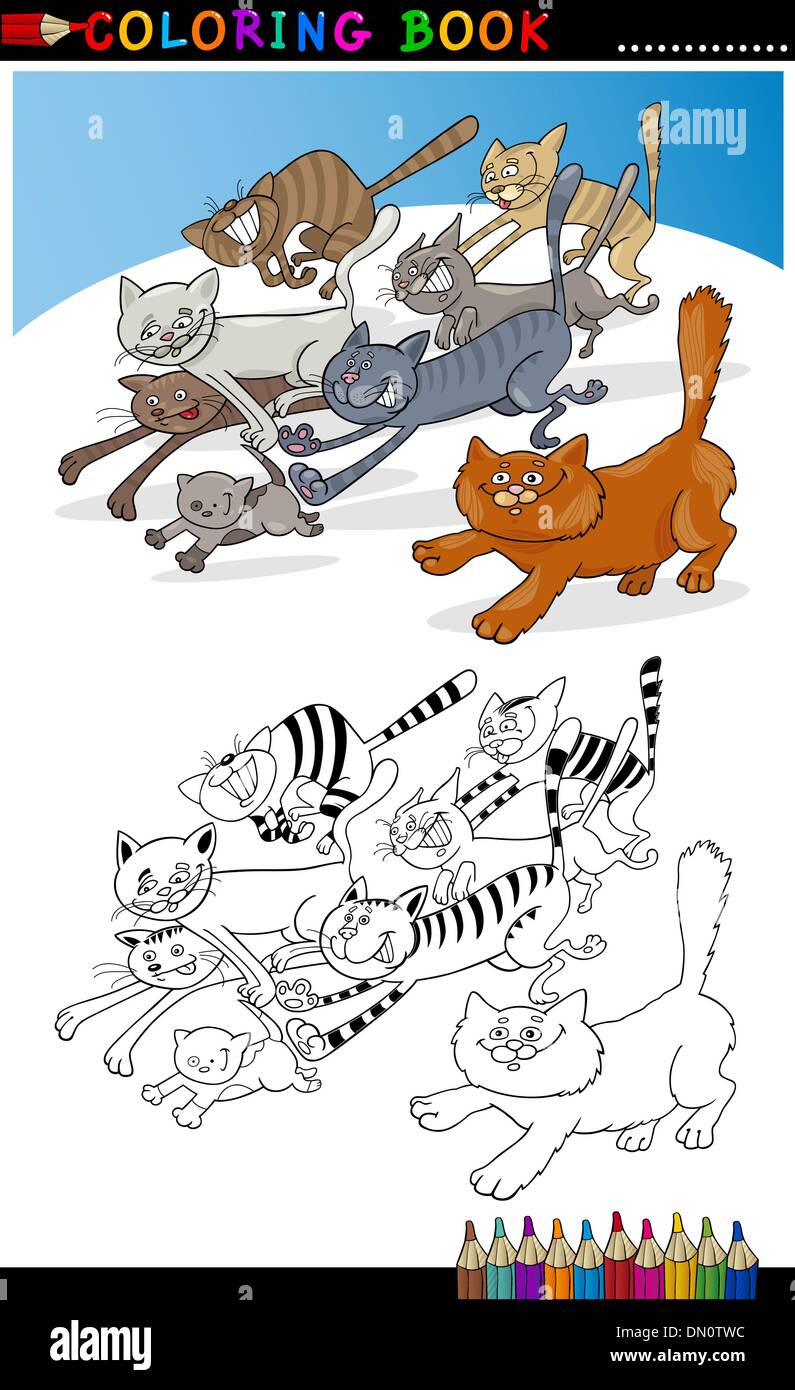 Running Cats for Coloring Book or Page Stock Vector Image & Art - Alamy