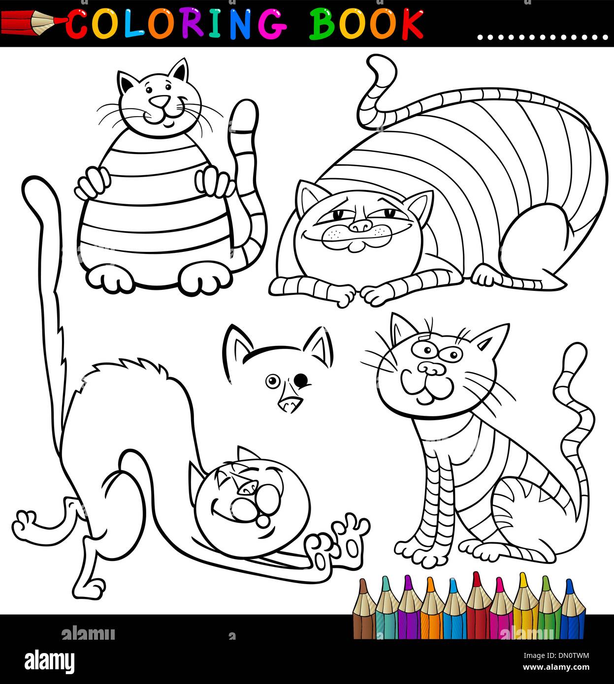 Cartoon Cats for Coloring Book or Page Stock Vector Image & Art - Alamy