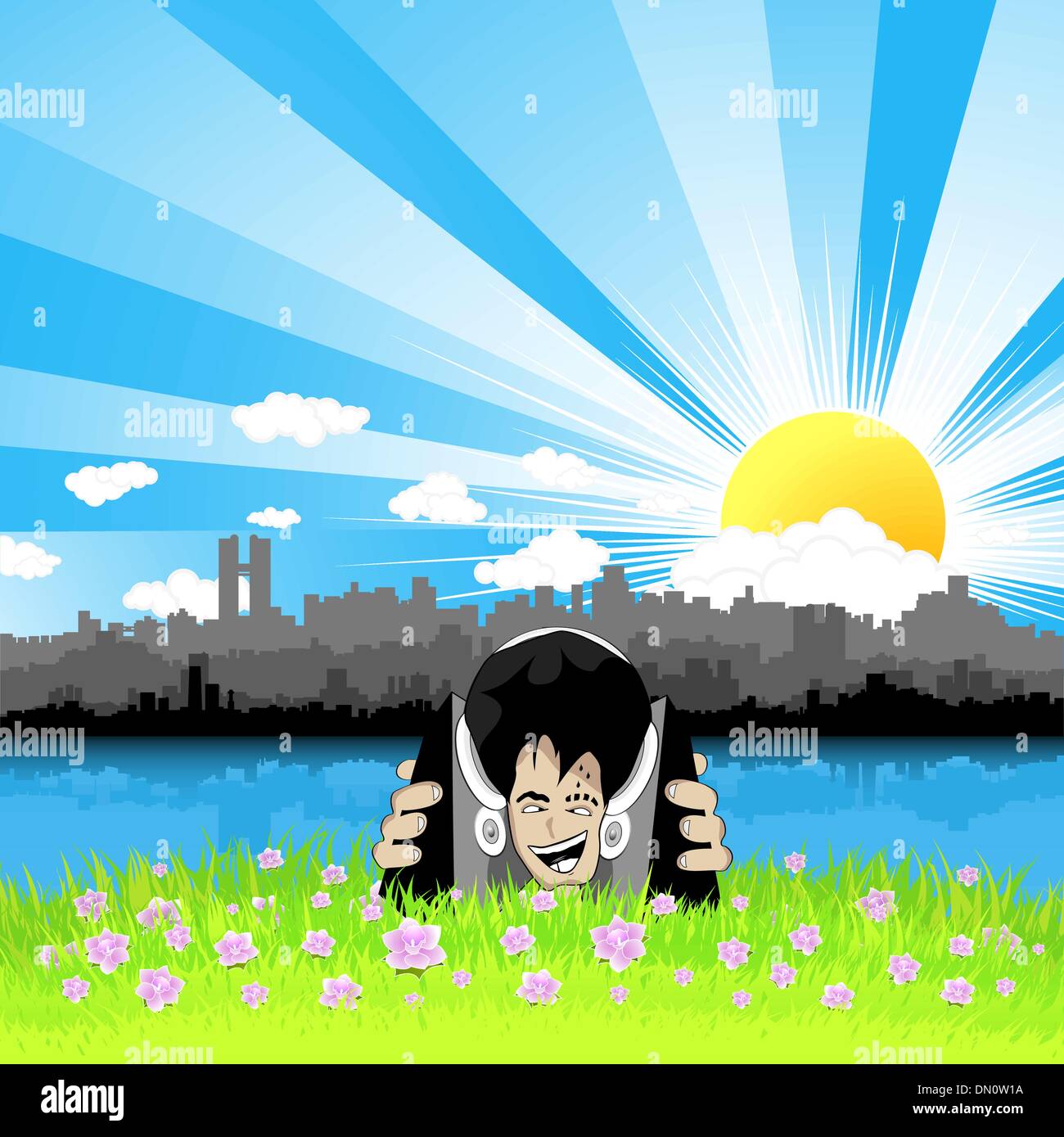 Music face Stock Vector Images - Alamy