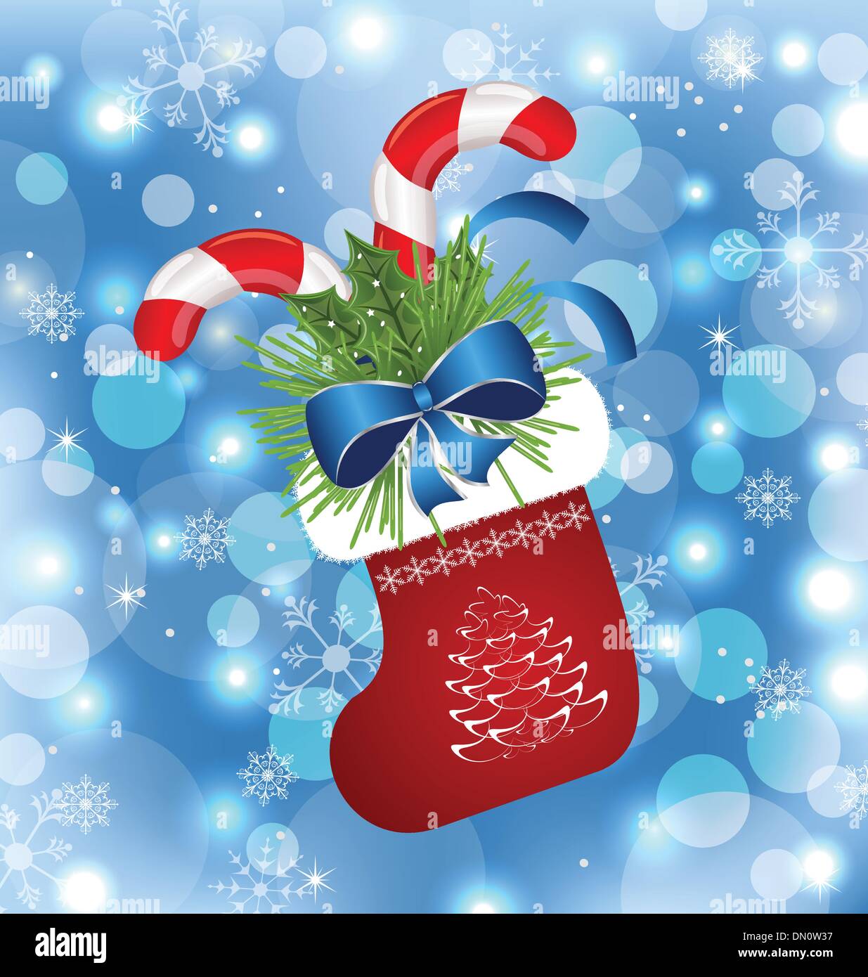 Christmas sock fir branch Stock Vector Images - Alamy