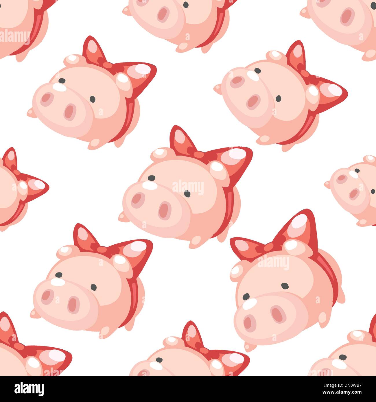 Adorable pigs with red ribbon on white background Stock Vector Image ...