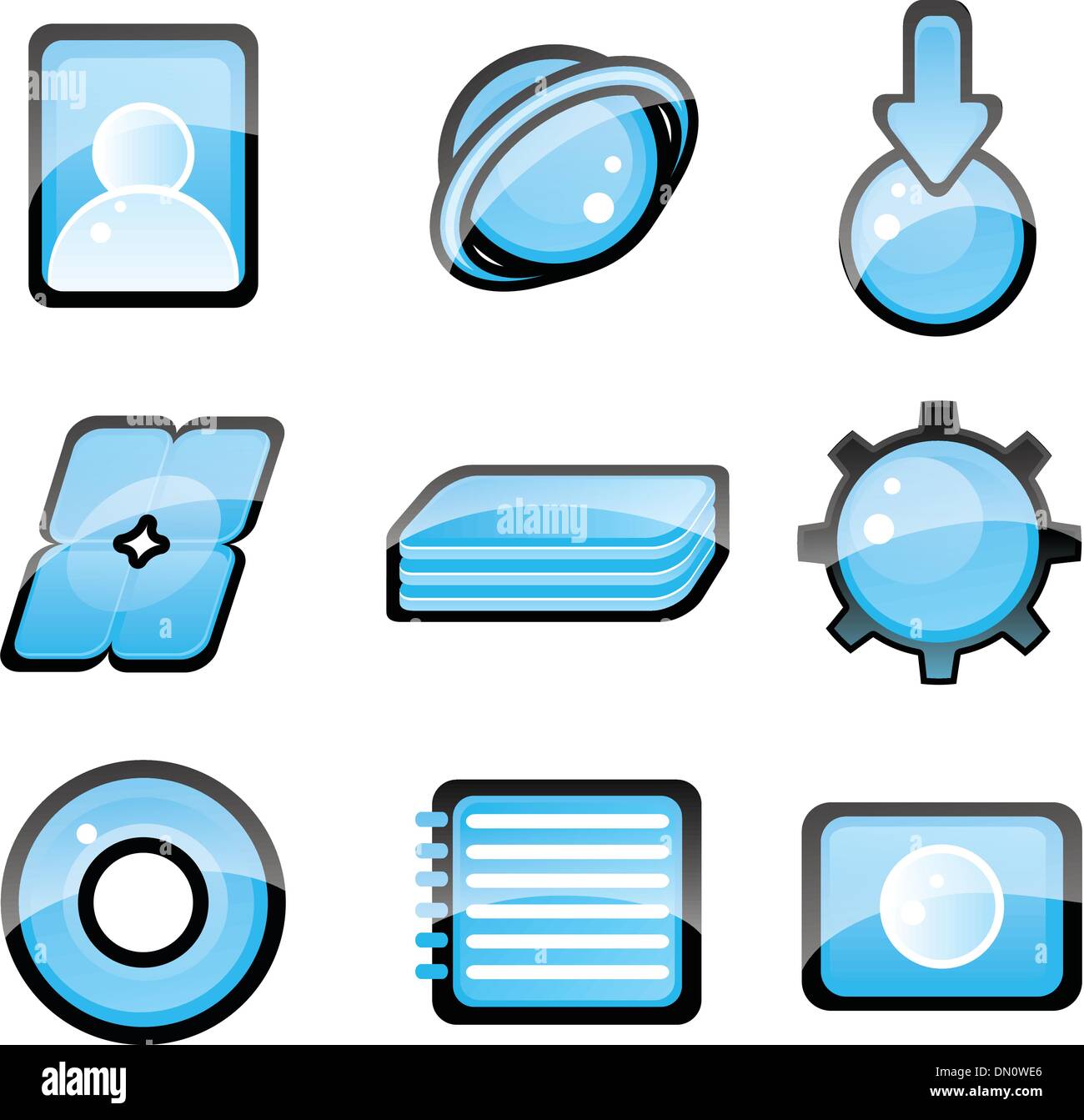Set of blue icon Stock Vector Image & Art - Alamy