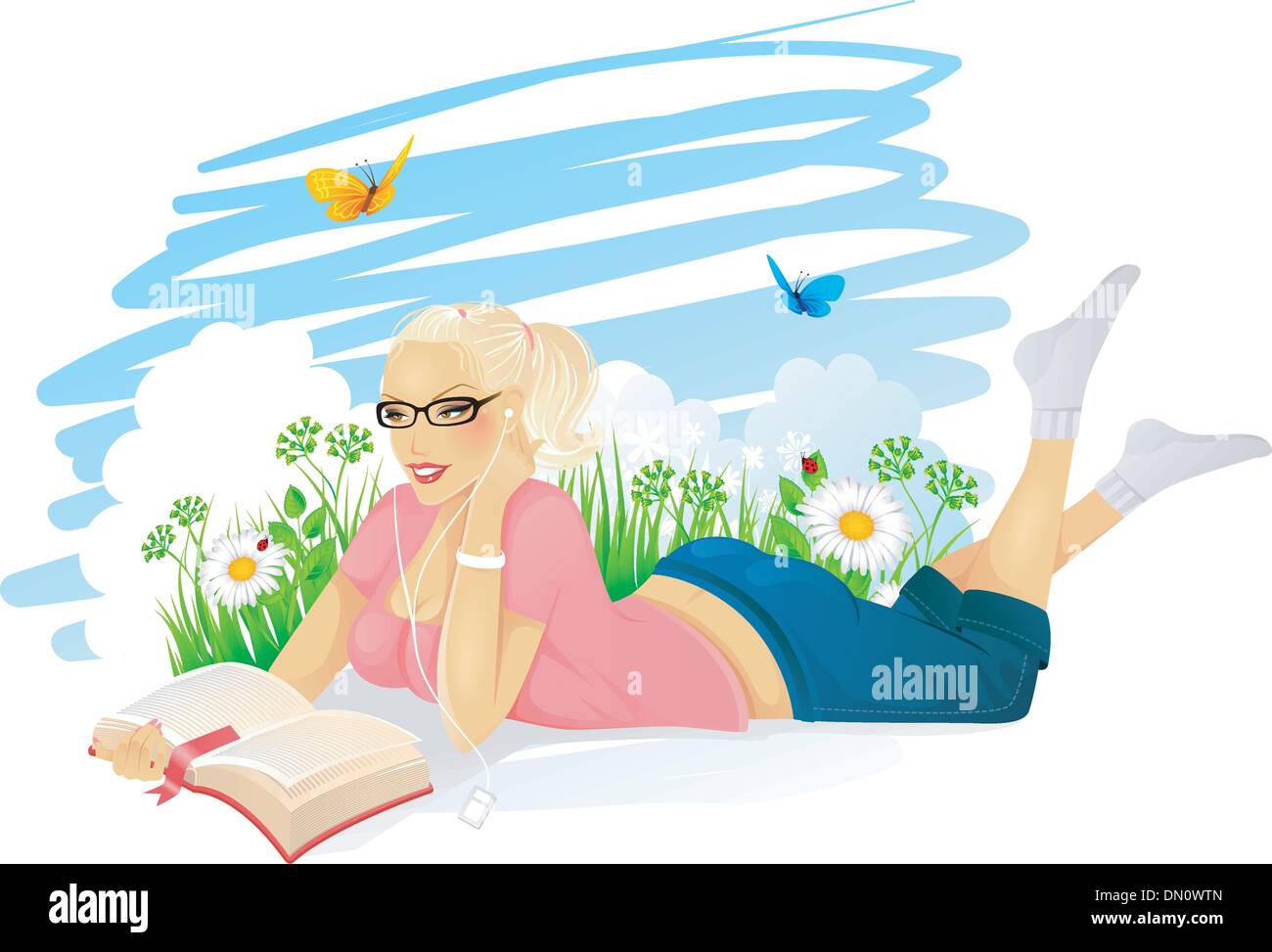Smart woman reading book Cut Out Stock Images & Pictures - Alamy