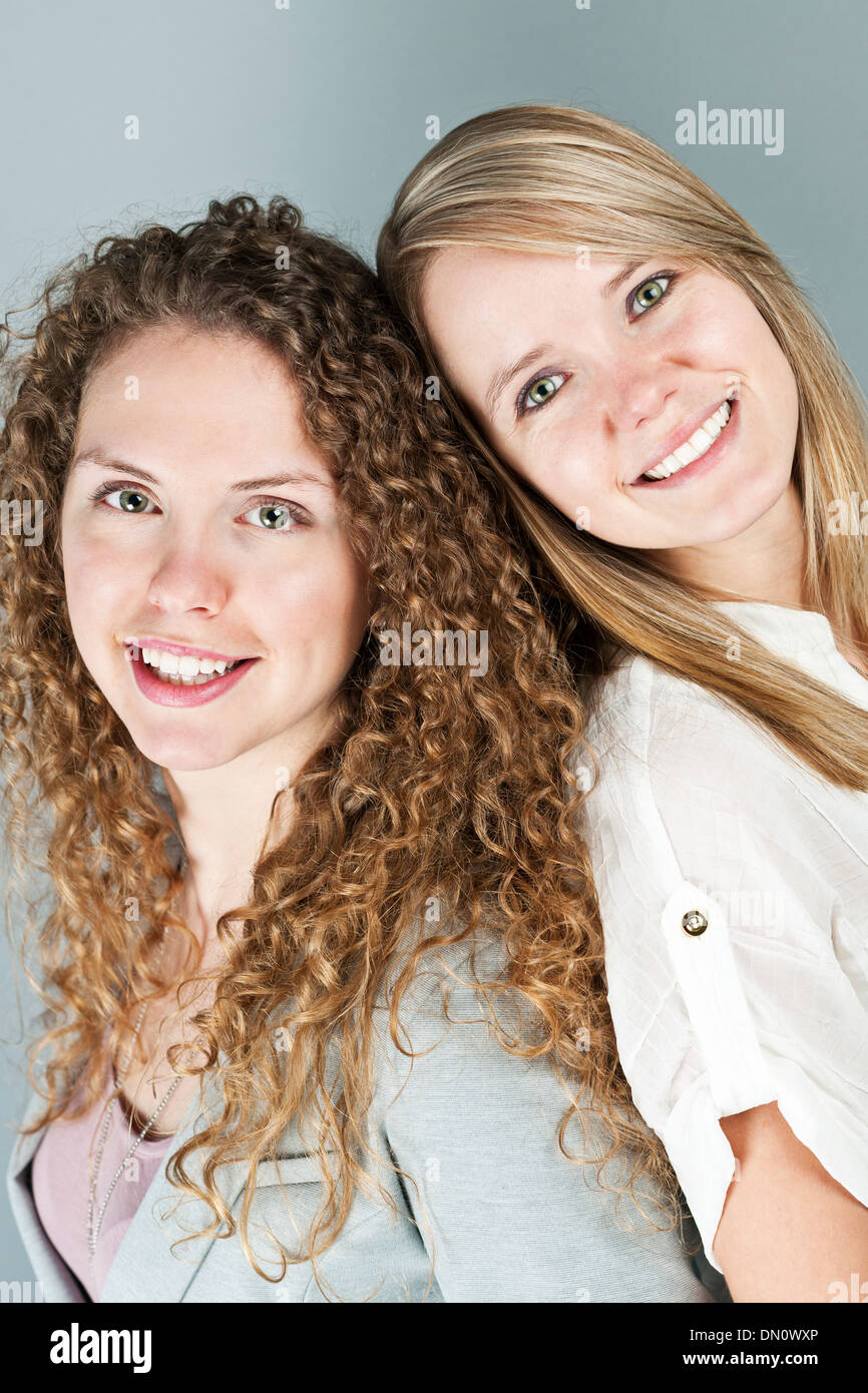Portrait of two pretty caucasian young women Stock Photo - Alamy