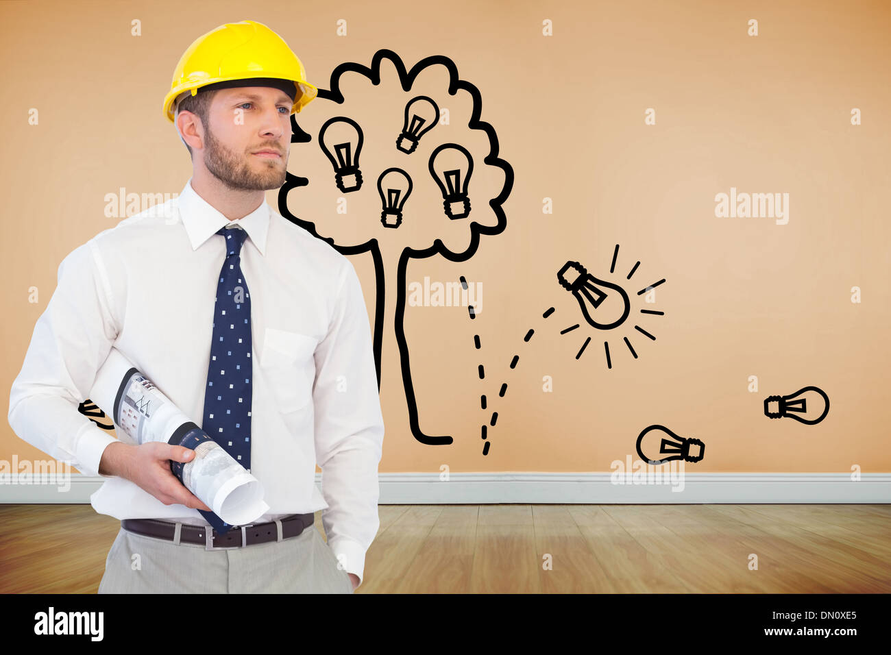 Young architect blueprints hard hat hi-res stock photography and images ...