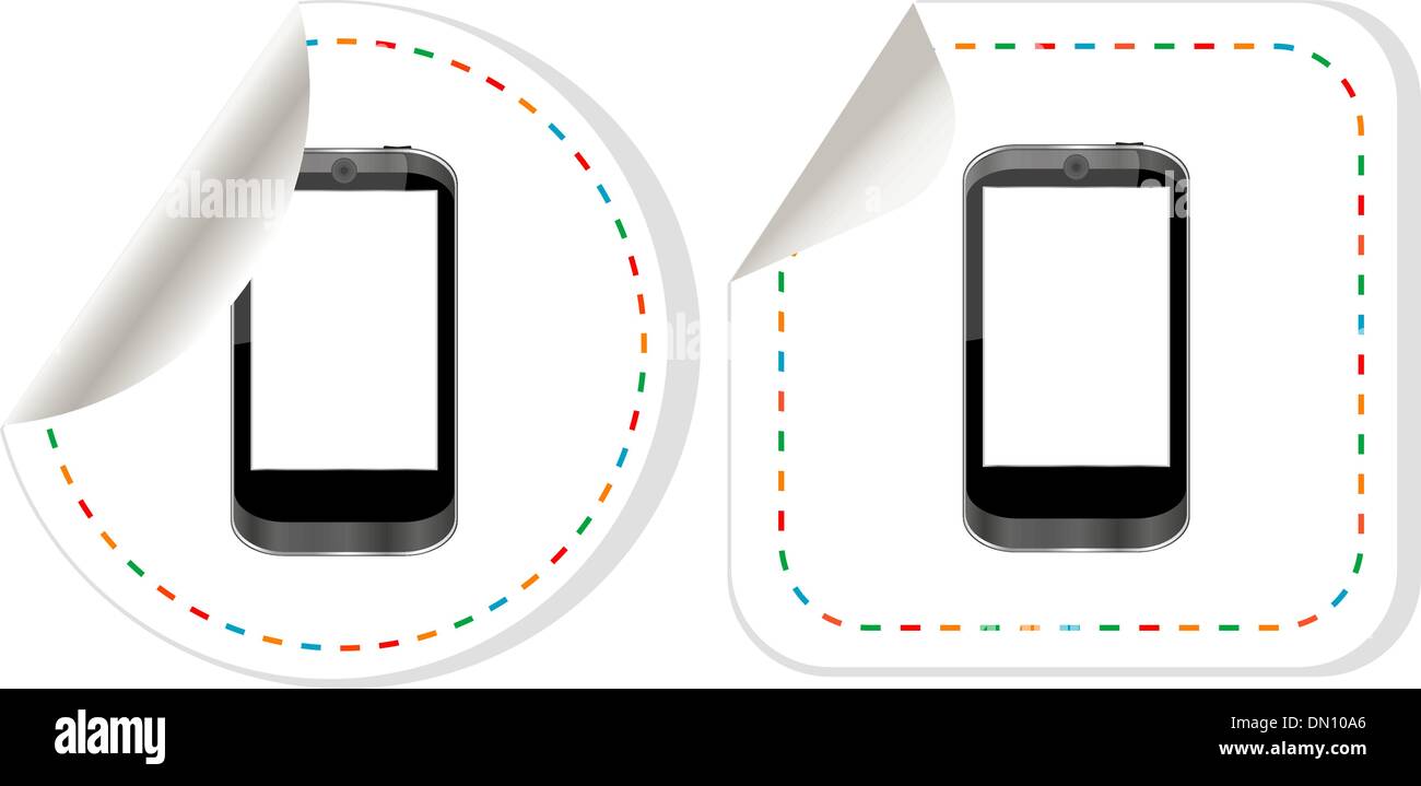 Mobile phone set. Stickers label tag icons set Stock Vector Image & Art ...
